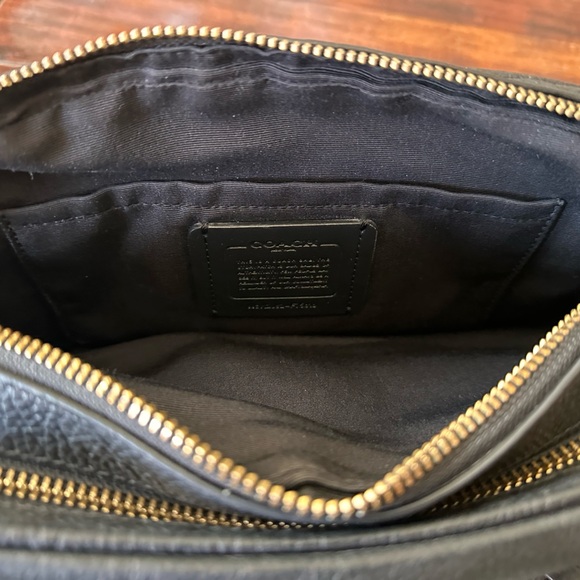 Coach | Bags | Coach Womens Black Pebbled Leather Crossbody Bag Double ...